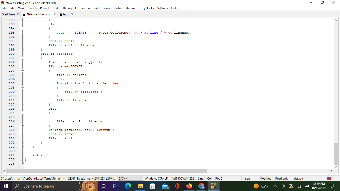 Solved You are given a copy of "lex.h" from Programming | Chegg.com