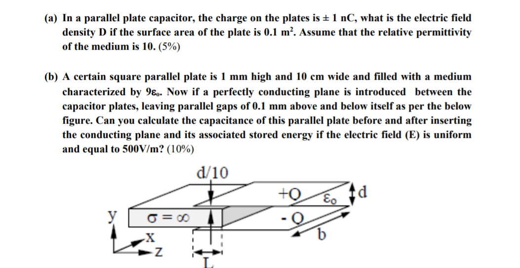 Solved (a) In a parallel plate capacitor, the charge on the | Chegg.com