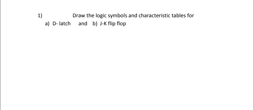 Solved 1) Draw the logic symbols and characteristic tables | Chegg.com