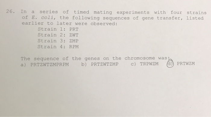 Solved 26. In a series of timed mating experiments with four | Chegg.com
