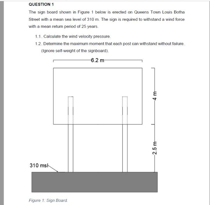 Solved QUESTION 1 The sign board shown in Figure 1 below is | Chegg.com