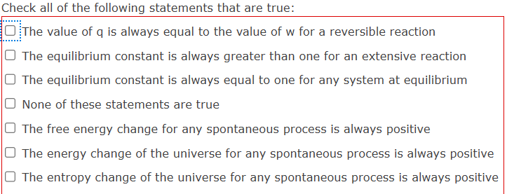 Solved Check all of the following statements that are true: | Chegg.com