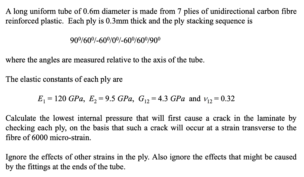 Solved A long uniform tube of 0.6m diameter is made from 7 | Chegg.com