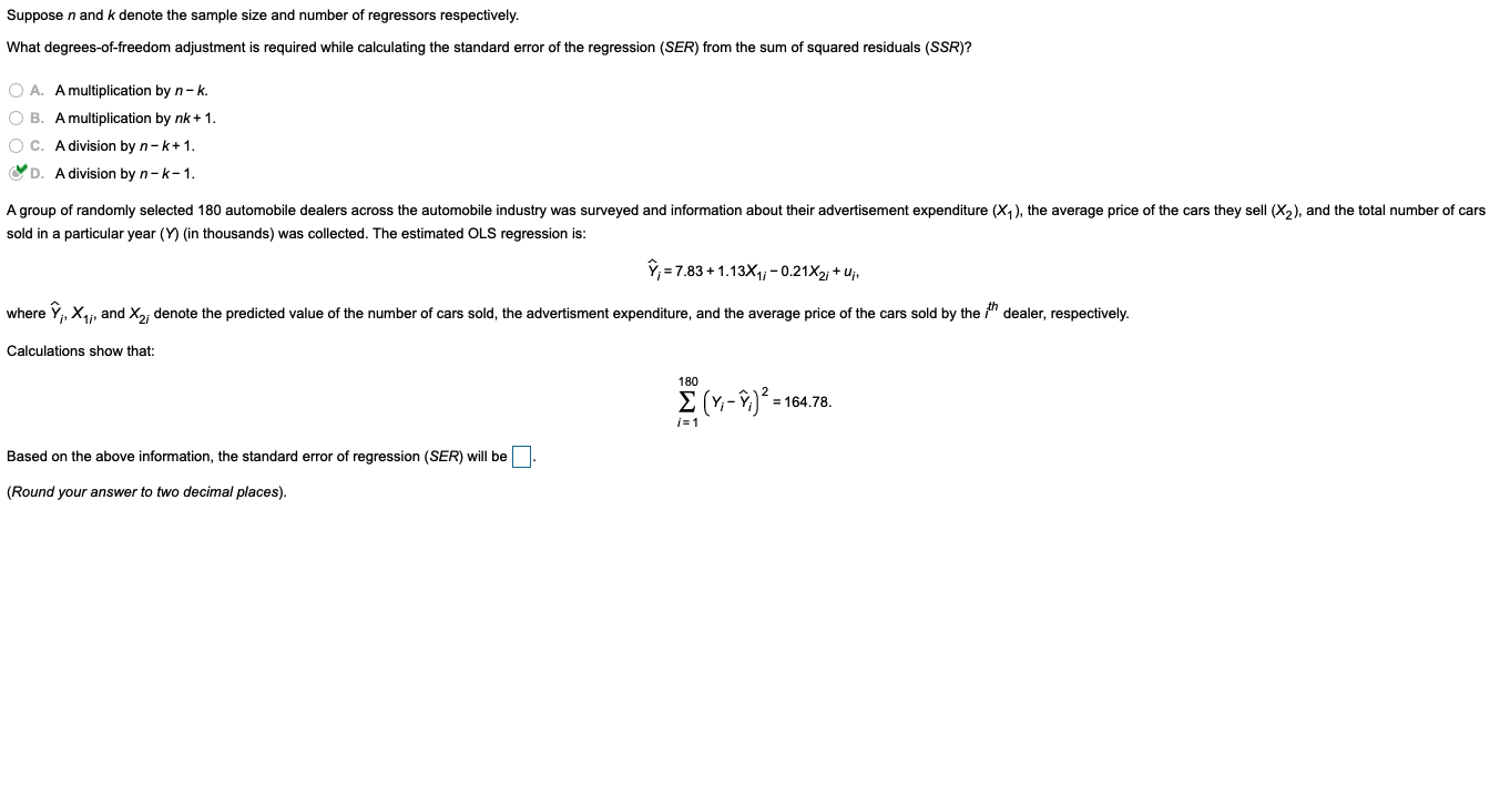 Solved Suppose the population multiple regression model is | Chegg.com