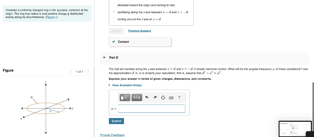 Solved Consider a uniforrnly charged ring in the xy plane, | Chegg.com