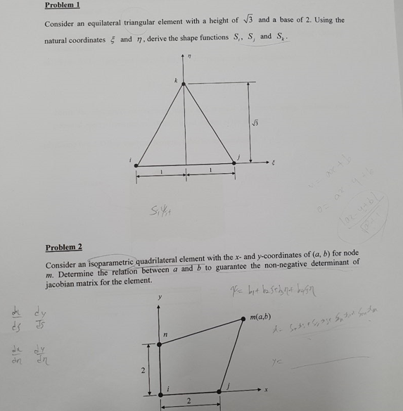 Solved Problem 1 Consider an equilateral triangular element | Chegg.com