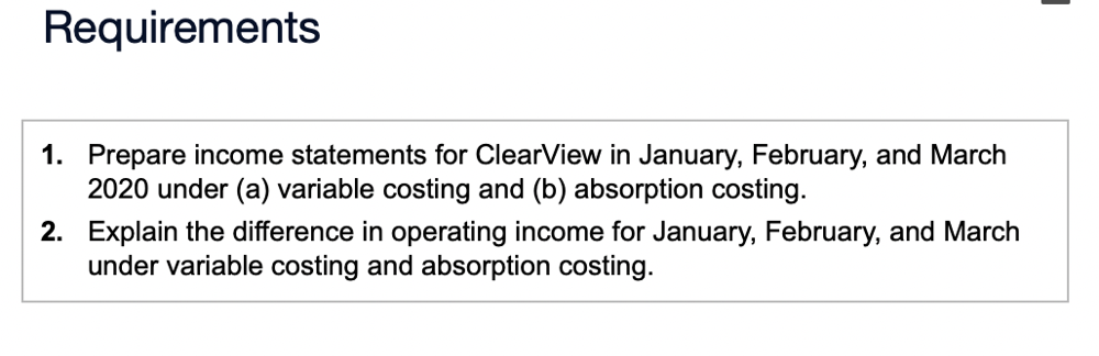 Solved Requirements 1. Prepare income statements for | Chegg.com