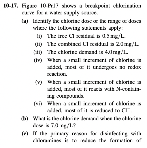 Solved 10-17. Figure 10-Pr17 shows a breakpoint chlorination | Chegg.com
