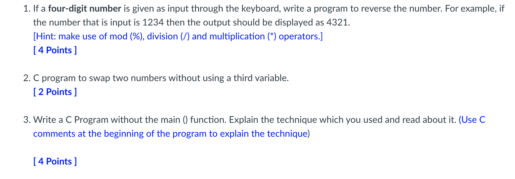 Solved 1. If a four-digit number is given as input through | Chegg.com