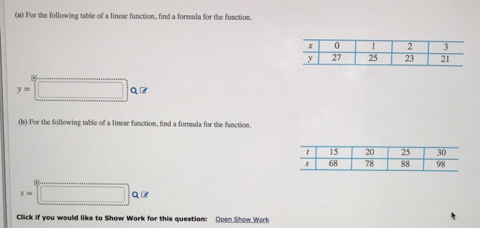 Solved (a) For the following table of a linear function, | Chegg.com