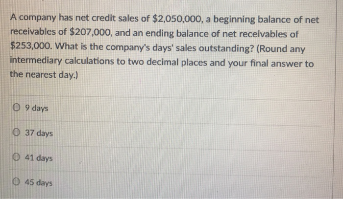 Solved A company has net credit sales of $2,050,000, a | Chegg.com