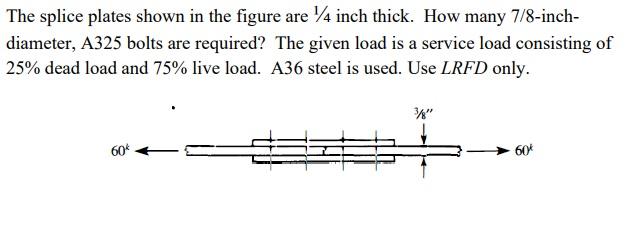 Solved The splice plates shown in the figure are 1/4 inch | Chegg.com