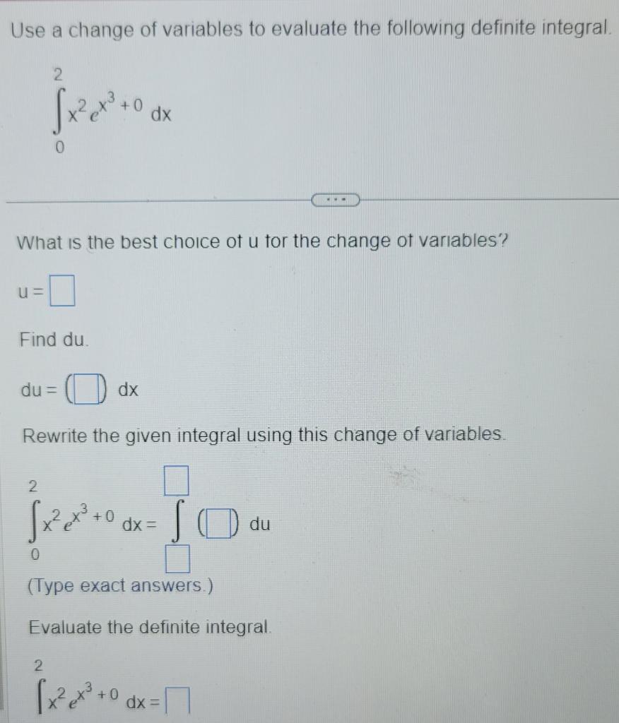 Solved Use a change of variables to evaluate the following | Chegg.com