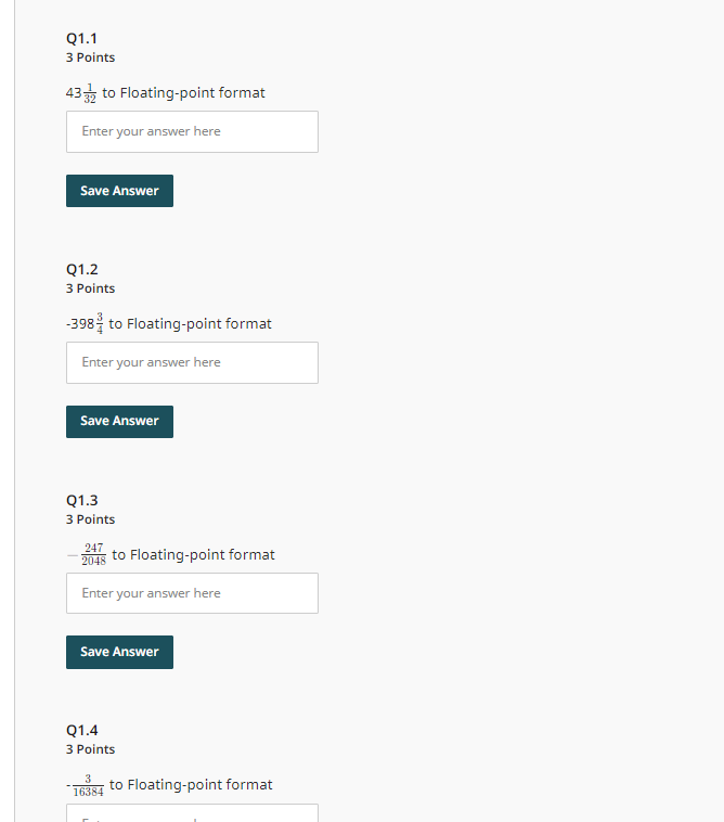 Solved Q1 Convert the following numbers from decimal to | Chegg.com