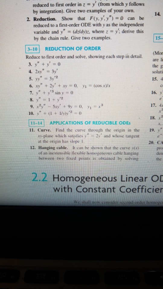 Solved reduced to first order in z y (from which y follows | Chegg.com