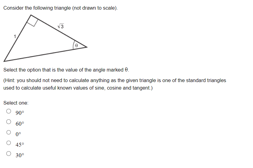 Solved Consider the following triangle (not drawn to scale). | Chegg.com