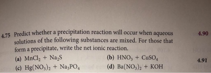 Solved Predict whether a precipitation reaction will occur | Chegg.com