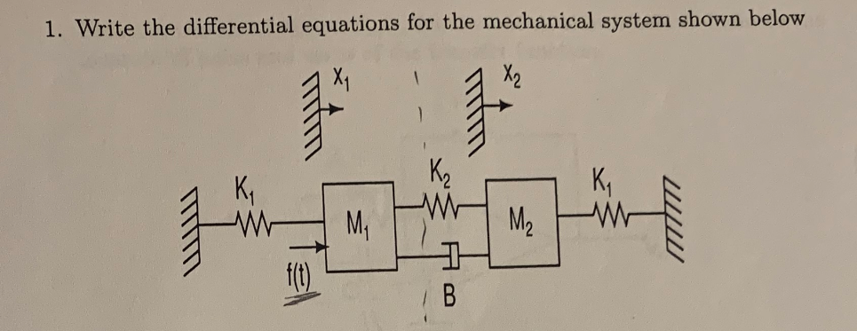 Solved 1. Write the differential equations for the | Chegg.com