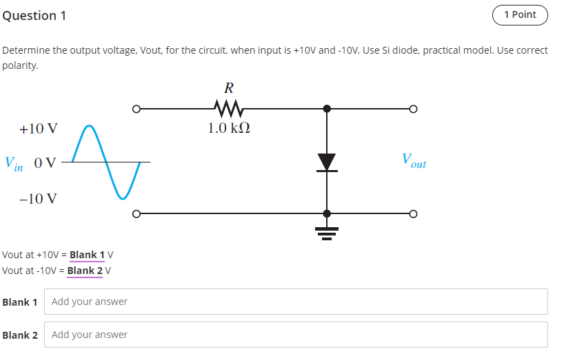 Determine the output voltage, Vout, for the circuit, | Chegg.com Determine the output voltage, Vout, for the circuit, | Chegg.com