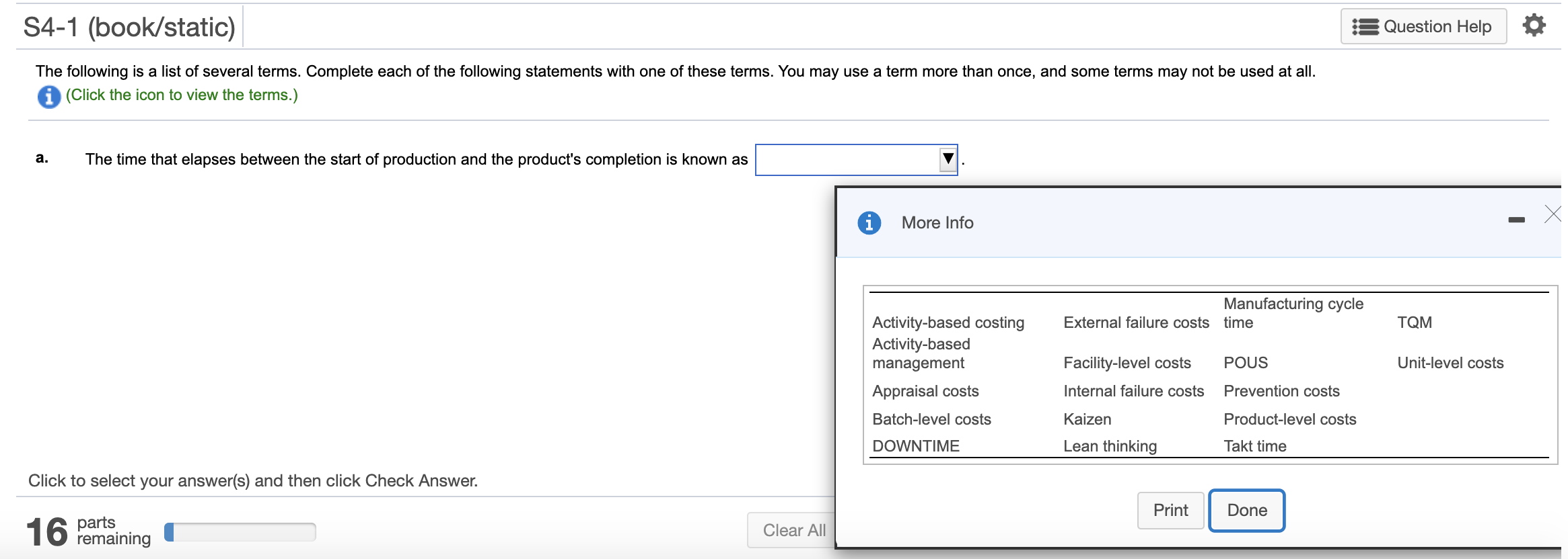Solved S4-1 (book/static) Question Help The following is a | Chegg.com