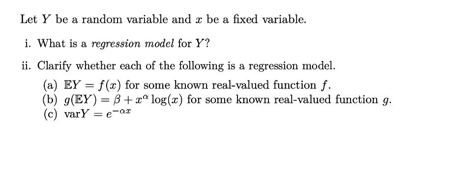 Solved Let Y be a random variable and x be a fixed variable. | Chegg.com