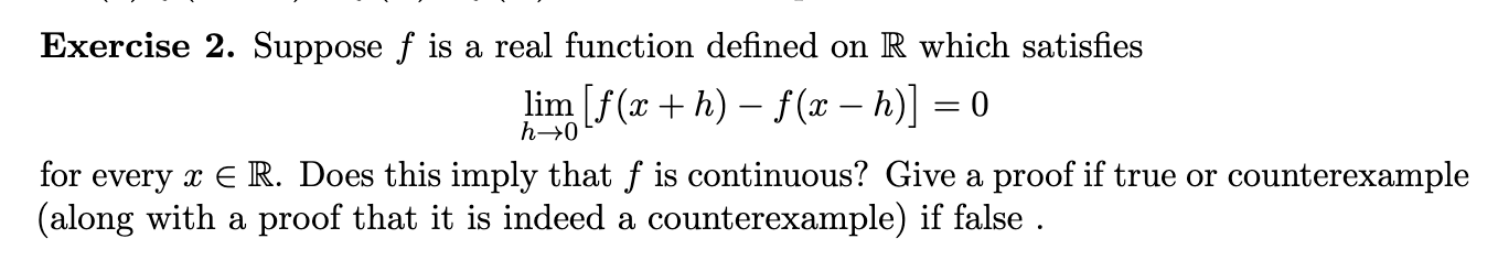Solved Exercise 2. Suppose f is a real function defined on R | Chegg.com
