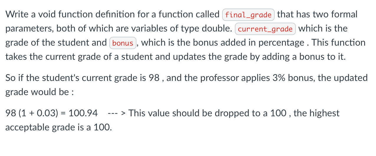 Solved Write a void function definition for a function | Chegg.com