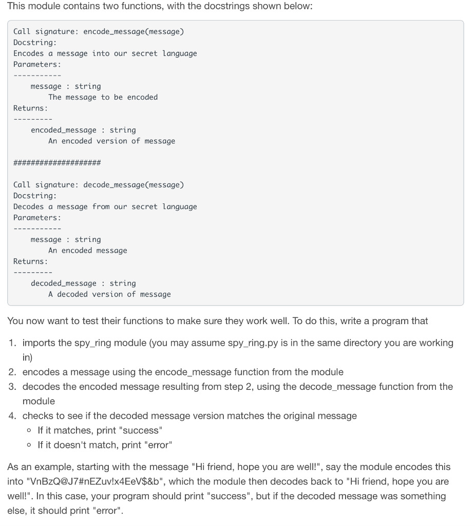 Solved This module contains two functions, with the | Chegg.com