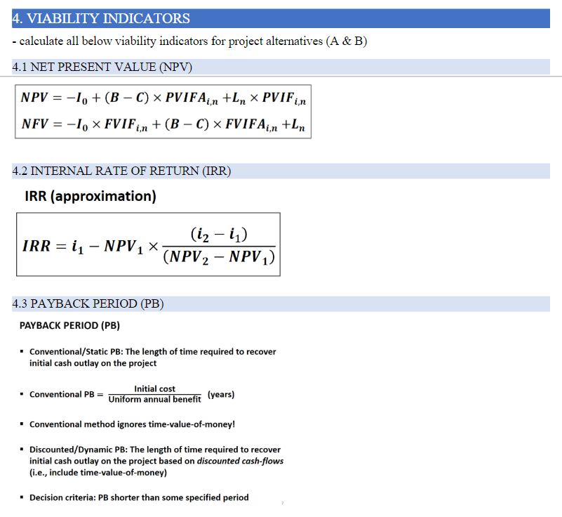 Calculate all below viability indicators for project | Chegg.com