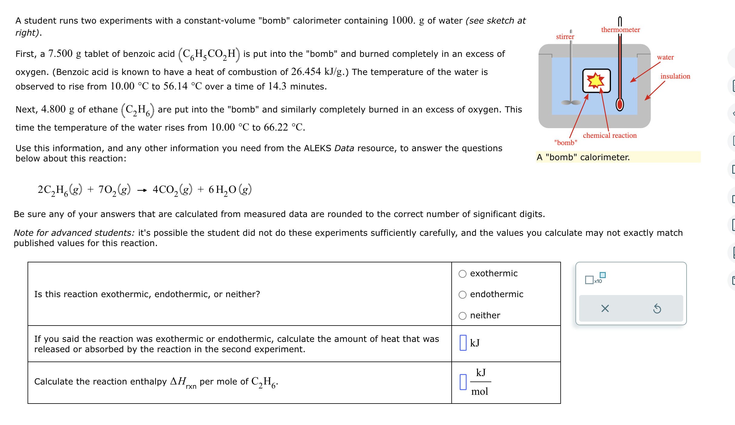 Solved A student runs two experiments with a constant-volume | Chegg.com