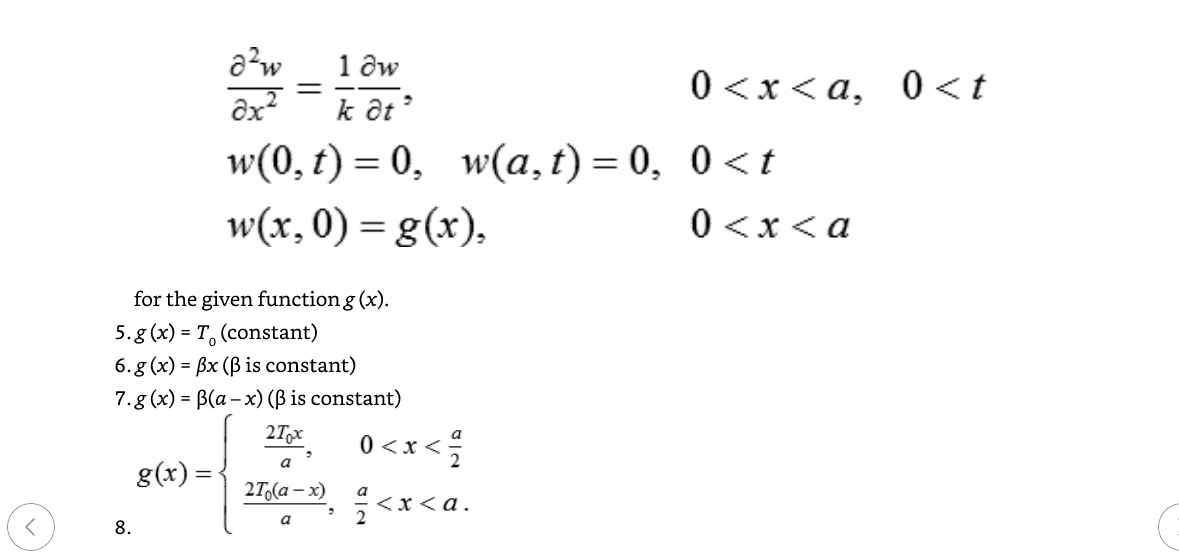 Solved ∂x2∂2w=k1∂t∂w,0 | Chegg.com