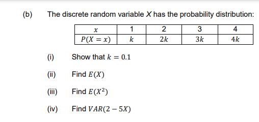 Solved The discrete random variable X has the probability | Chegg.com