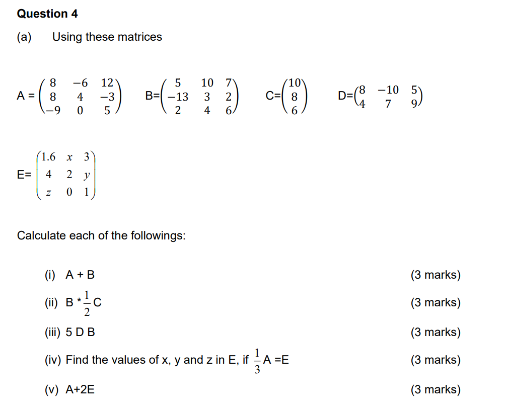 Solved (a) Using these matrices | Chegg.com