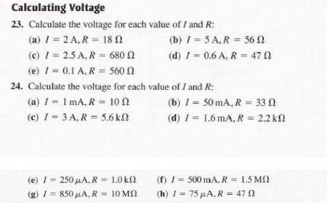 Solved Calculating Voltage 23. Calculate the voltage for | Chegg.com