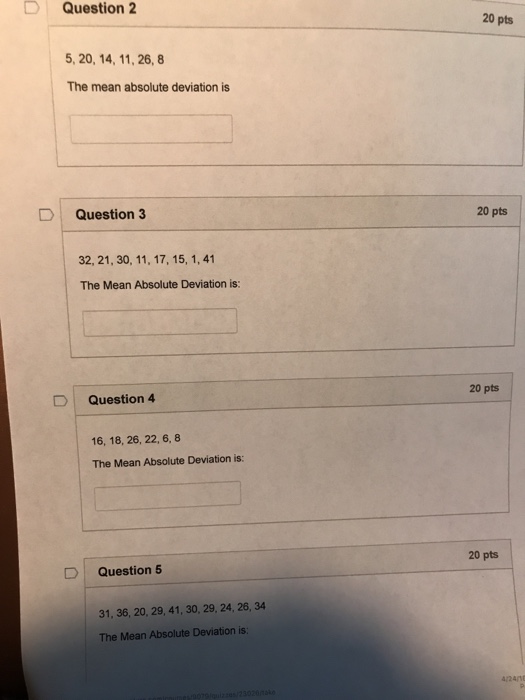Solved D | Question 2 20 pts 5, 20, 14, 11, 26, 8 The mean | Chegg.com Solved D | Question 2 20 pts 5, 20, 14, 11, 26, 8 The mean | Chegg.com