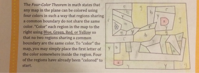 The Four-Color Theorem? in math states that any map | Chegg.com
