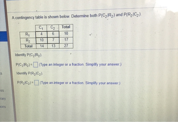 Solved A contingency table is shown below. Determine both | Chegg.com