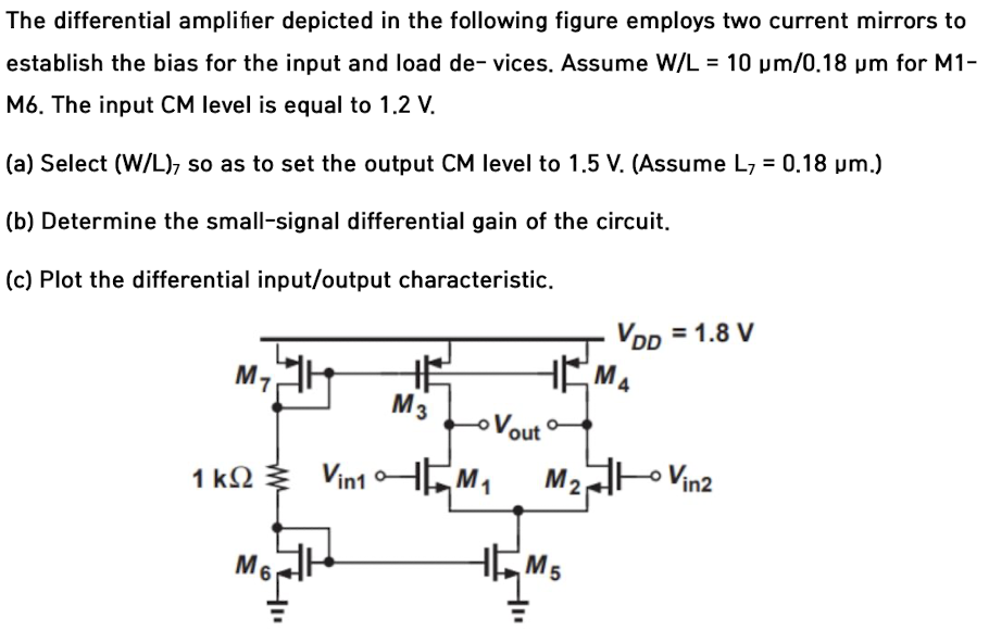 Solved The differential amplifier depicted in ﻿the following | Chegg.com