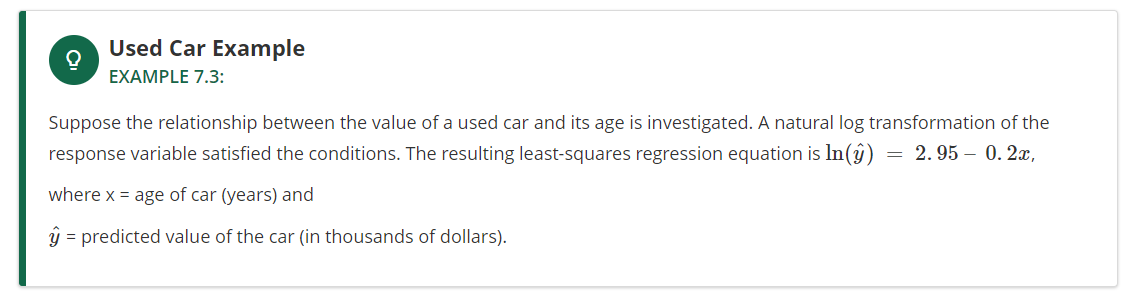 Solved Q Used Car Example EXAMPLE 7.3: Suppose the | Chegg.com
