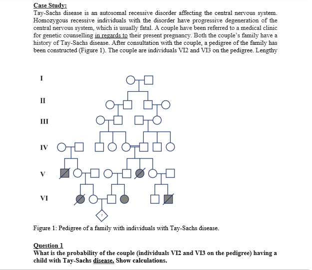 Solved Case Study: Tay-Sachs disease is an autosomal | Chegg.com