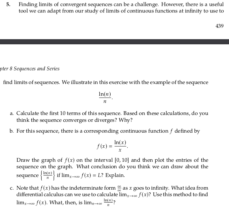 Solved 5. Finding limits of convergent sequences can be a | Chegg.com