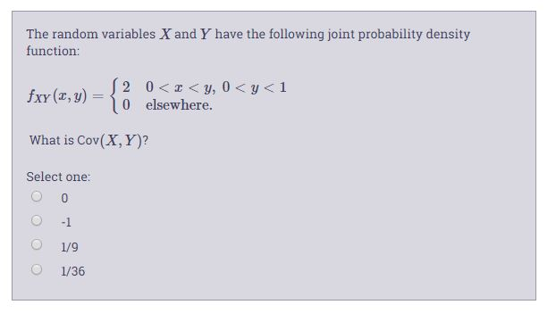 Solved The random variables X and Y have the following joint | Chegg.com