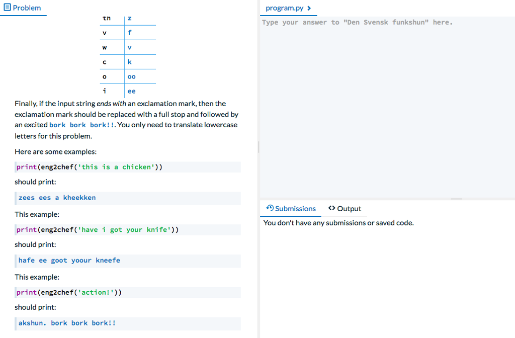 Solved Problem program.py Type your answer to "Den Svensk | Chegg.com