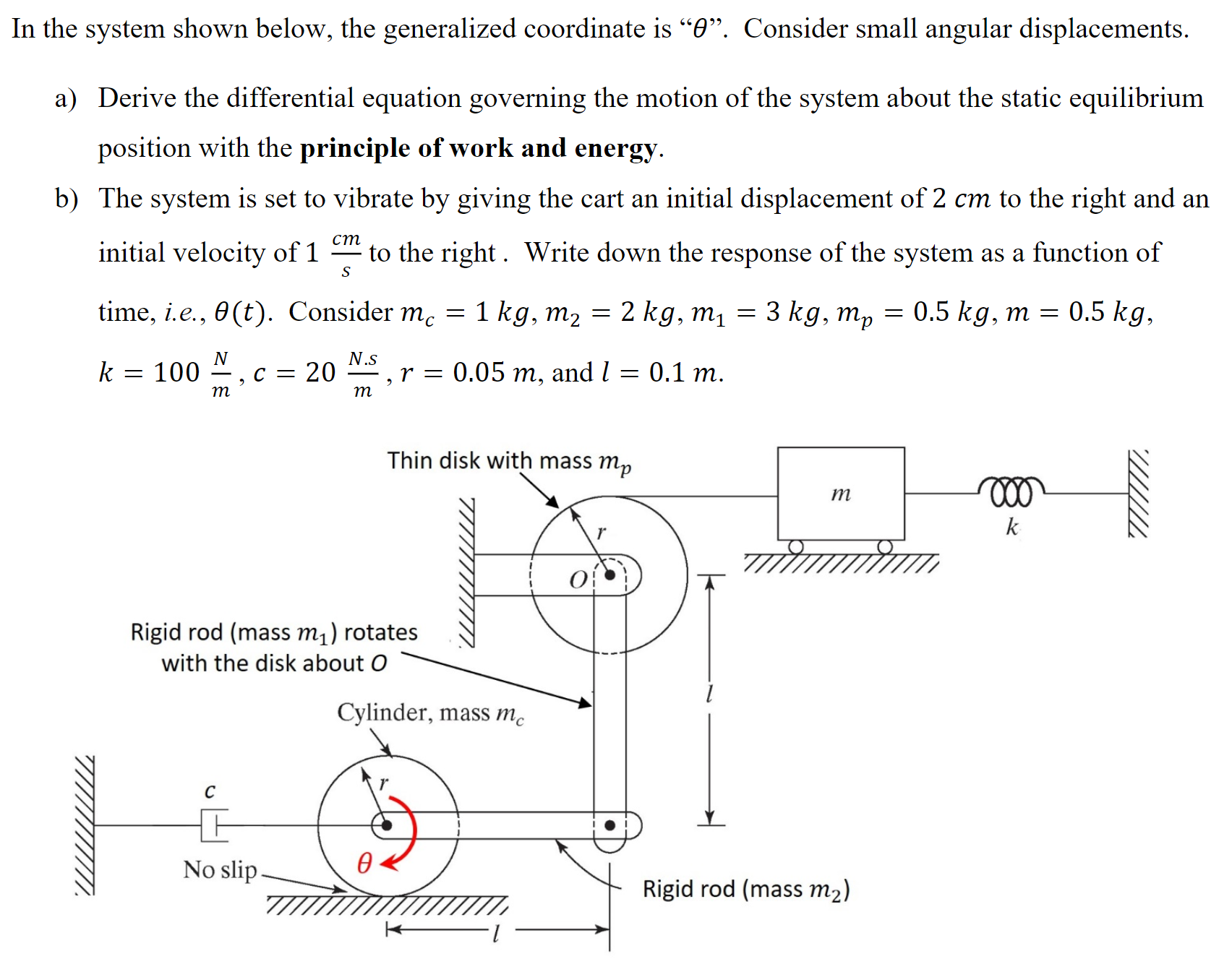 Solved In the system shown below, the generalized coordinate | Chegg.com