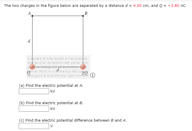 Solved The two charges in the figure below are separated by | Chegg.com