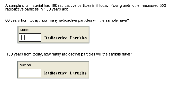 Solved A sample of a material has 400 radioactive particles | Chegg.com