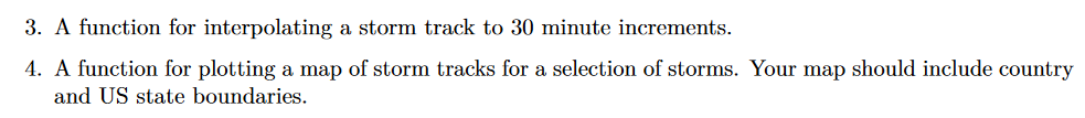 Solved 3 A Function For Interpolating A Storm Track To 30 8448