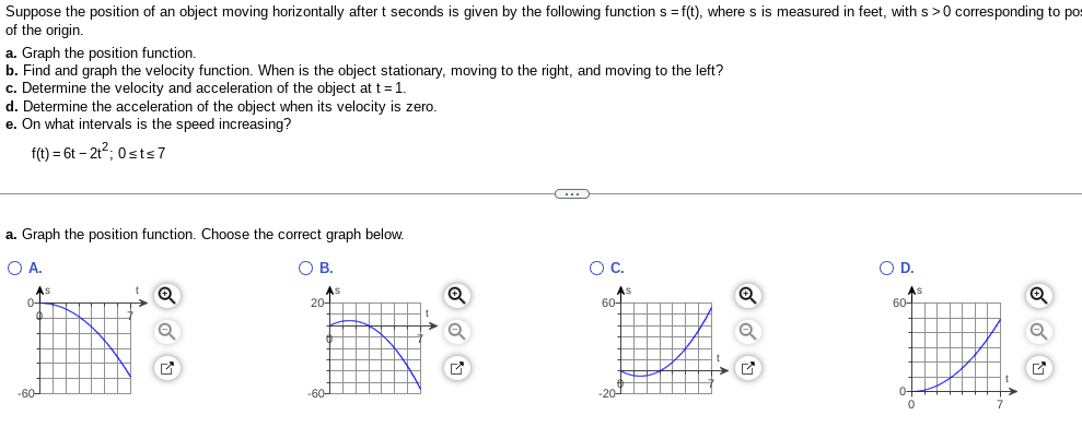 Solved a. ﻿Graph the position function. Choose the correct | Chegg.com