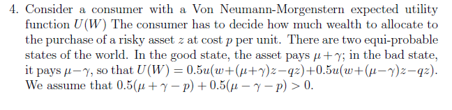 4. Consider a consumer with a Von Neumann-Morgenstern | Chegg.com
