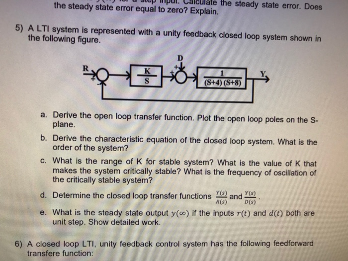 Solved the steady state error equal to zero? Explain. JIlp | Chegg.com